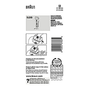 Braun Series 5 Shavers Replacement Foil and Trimmer Head Cassette with Ultra-Active-Lift Middle Trimmer and Crosshair Designed Foil, Silver Finish