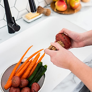 Full Circle Zero Waste Veggie Brush – Produce Brush for Food, Fruit & Vegetables - 100% Plant Based Natural Bristle Vegetable Brush – Compostable & Biodegradable