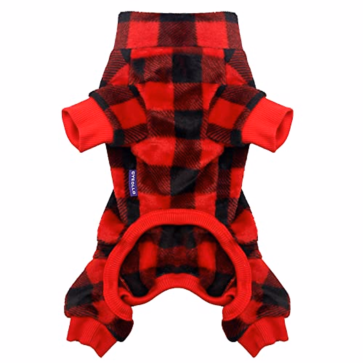 cyeollo Dog Pajamas Red Buffalo Flannel Thermal Christmas Dog Pjs Onesie Dog Clothes Doggie Small Dog Pajamas Outfits Winter Warm Cold Weather Apparel