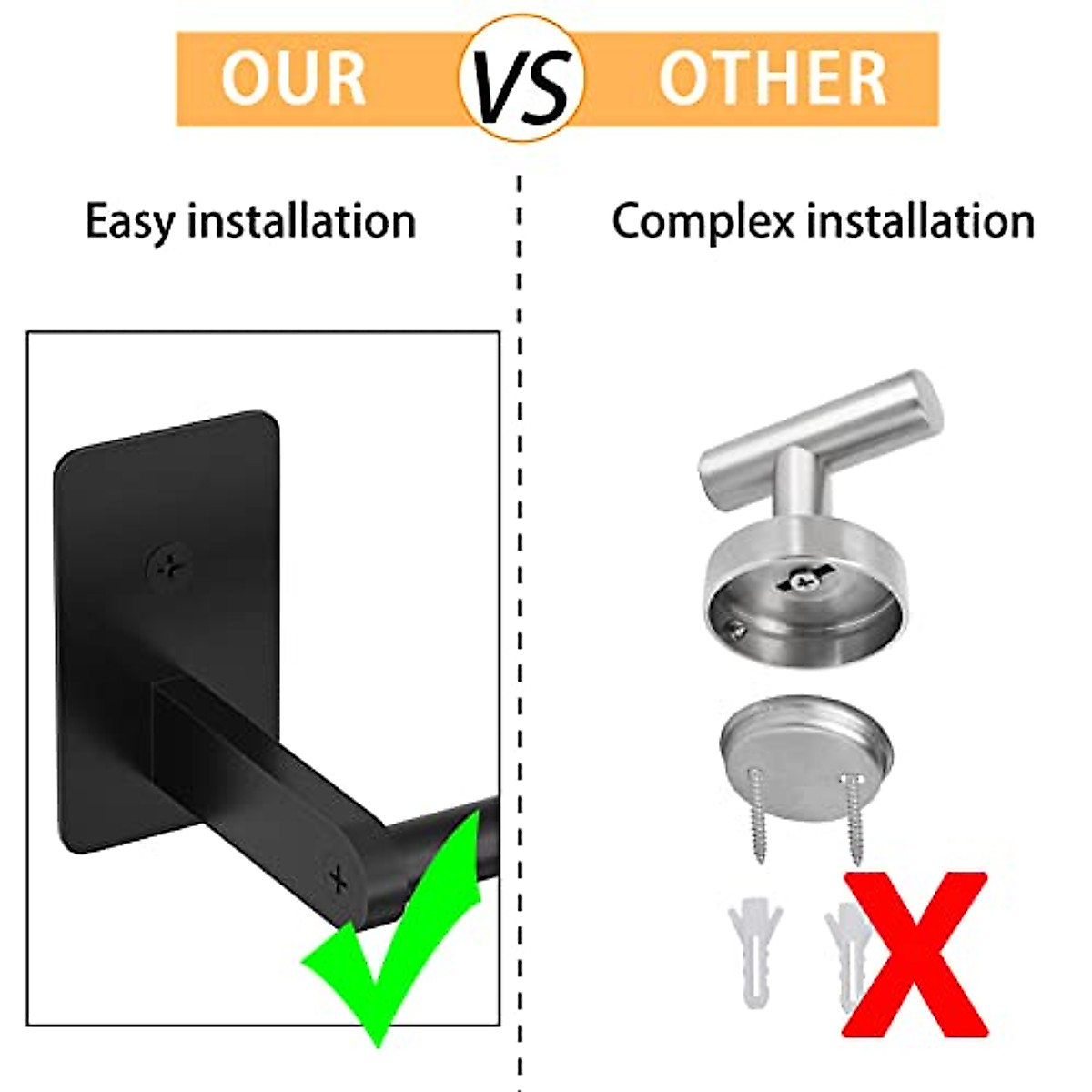 Bathroom Towel Bar, 22Inch Towel Racks for Bathroom, Heavy Duty Bath Hand Towel Holder Organizer, Wall Mounted Bathroom Hardware Accessories, Matte Black