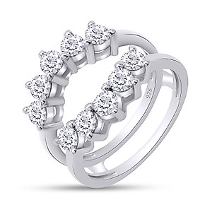 SAVEARTH DIAMONDS 1 Carat Round Cut Lab Created Moissanite Diamond Sunburst Halo Guard Enhancer Ring For Women In 14K White Gold Over Sterling Silver(VVS1 Clarity 1 Cttw)-6