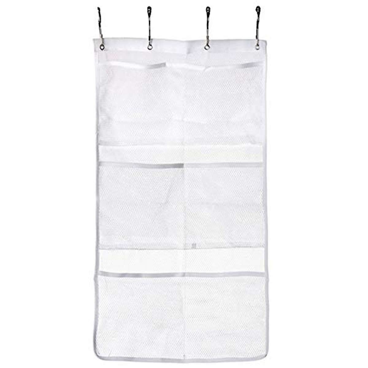 Lohas Select Quick Dry Mesh Pockets Fabric Bathm，Hanging Mesh Pockets Shower Organizer,Shower Hanging Mesh Organizer，Quick Dry Storage Bathroom Accessories with 6-Pocket, 4 Hooks
