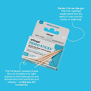 DrTung's Double-Sided Perio Sticks - Dental Sticks for Humans, Dental Floss Picks, Plaque Remover for Teeth, Dental Toothpicks, Dental Picks for Teeth Cleaning - X-Thin, 100 Count (Pack of 6)
