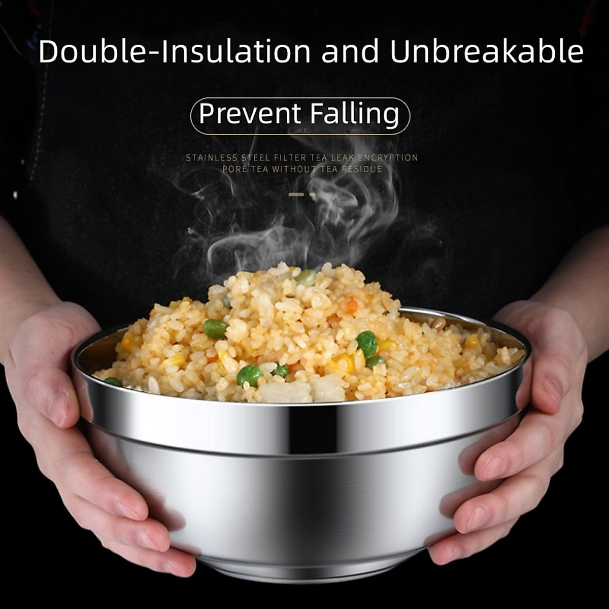 Ceiteo Rainbow Bowl Set of 6, 304 Stainless Steel Dinnerware Metal Double-walled Insulated Cereal Bowls for Eating Kitchen, Dishwasher Safe and Unbreakable