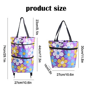 Trolley Bags with Wheels Foldable Shopping Cart Reusable Shopping Bags Folding Shopping Bag Collapsible Grocery Bags Shopping Trolley Bag Waterproof Bag Cart for Camping Moving and Shopping