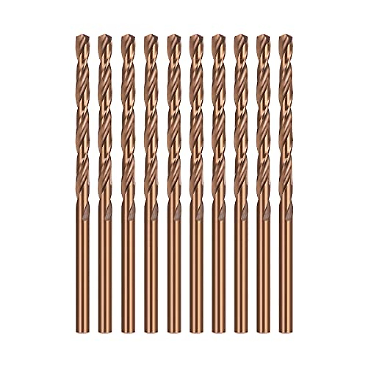 BECOLLO 3/32 Inch Cobalt Drill Bit Set, M35 Jobber Length Twist Drill Bits,Suitable for Drilling in Hard Metal, Stainless Steel, Cast Iron,10 Pieces