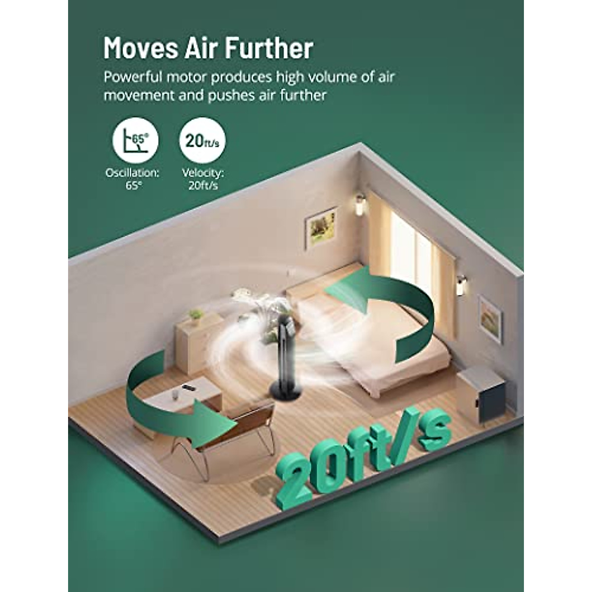 Delvit Tower Fan, Oscillating Quiet Cooling Fan with Remote, Digital Thermostat,12H Timer, 3 Speeds & 4 Modes, Portable Stand Up Floor Bladeless Fan for Bedroom, Living Room, Kitchen, Office