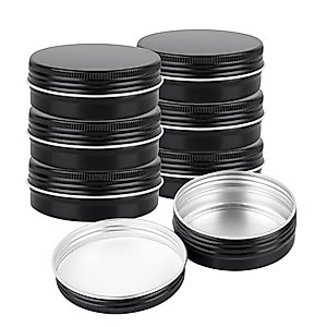 Restaurantware RW Base 2 Ounce Tin Storage Boxes 10 Round Tin Boxes With Lids - Durable Screwable Lids Black Aluminum Storage Containers Customizable Fits Mints Pills Or Herbs