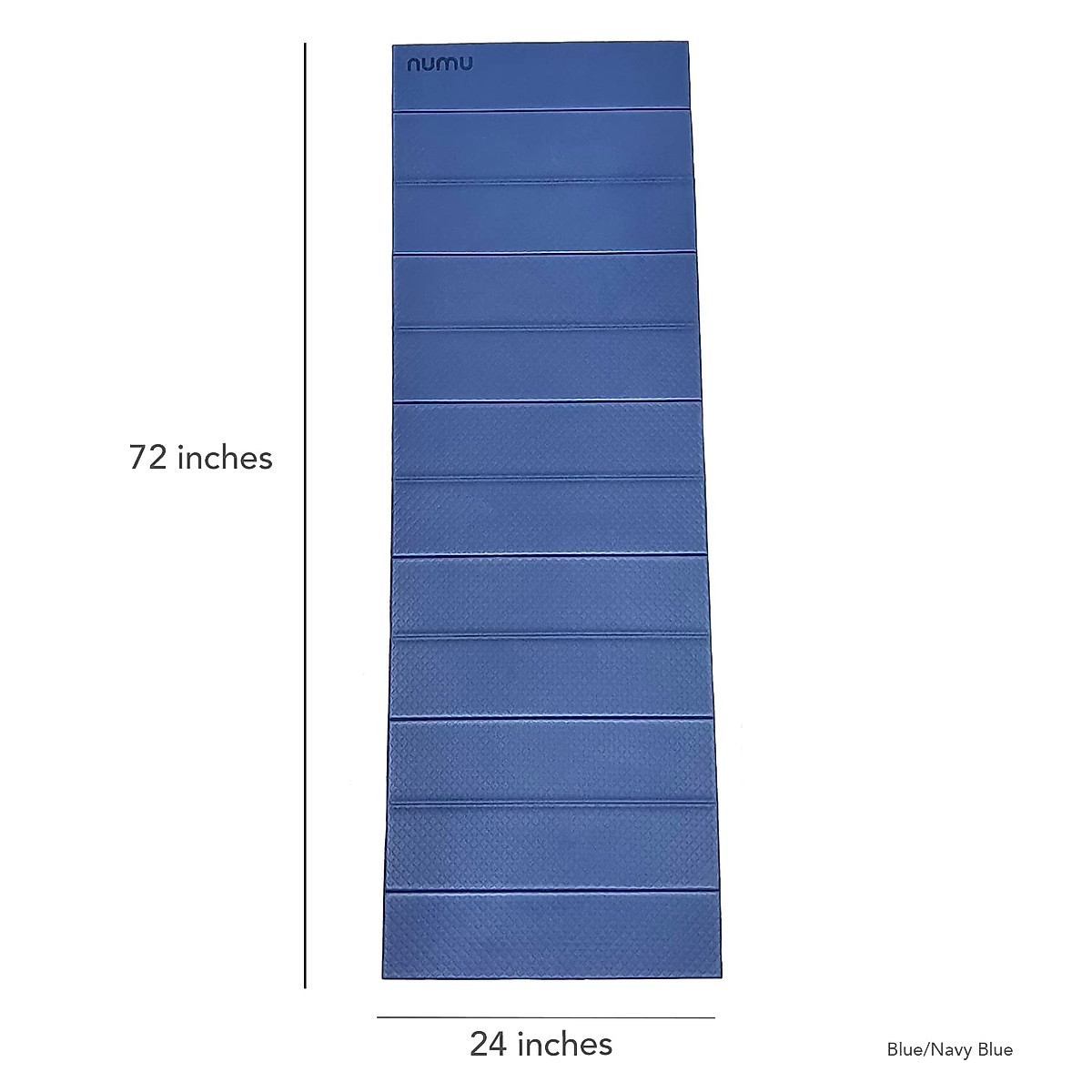 Numu Foldable Yoga Mat with Yoga Carrying Strap - Nonslip, Lightweight, and Portable 1/4” Inch Thick Workout Exercise Mat - Perfect for Easy Storage and Travel (Blue)