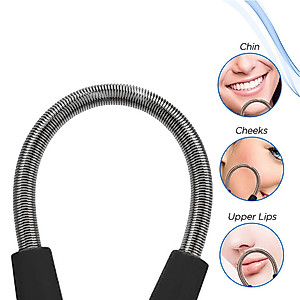 Hair Removal Spring, Kapmore Threading Hair Removal Removes Hair on The Upper Lip, Chin, Cheeks and Sideburns Including Facial Hair Epilator with Beauty Tweezers, Eyebrow Shaping Razor(Pink) (Black)
