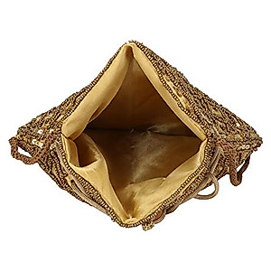 Indian Sequence Potli Bag For Women, Wedding Purse/Jewelry Purse for Women (Base Color- Golden)