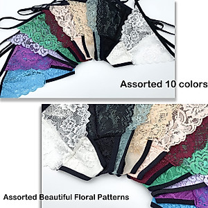 Umiehary 10 Pieces Colourful Low Rise Breathable Stretch G String T Back Thongs Size Medium