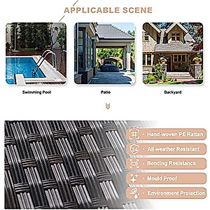 Kullavik 7 Pieces Outdoor Patio Furniture Set with 43" 55000BTU Gas Propane Fire Pit Table PE Wicker Rattan Sectional Sofa Patio Conversation Sets,Khaki