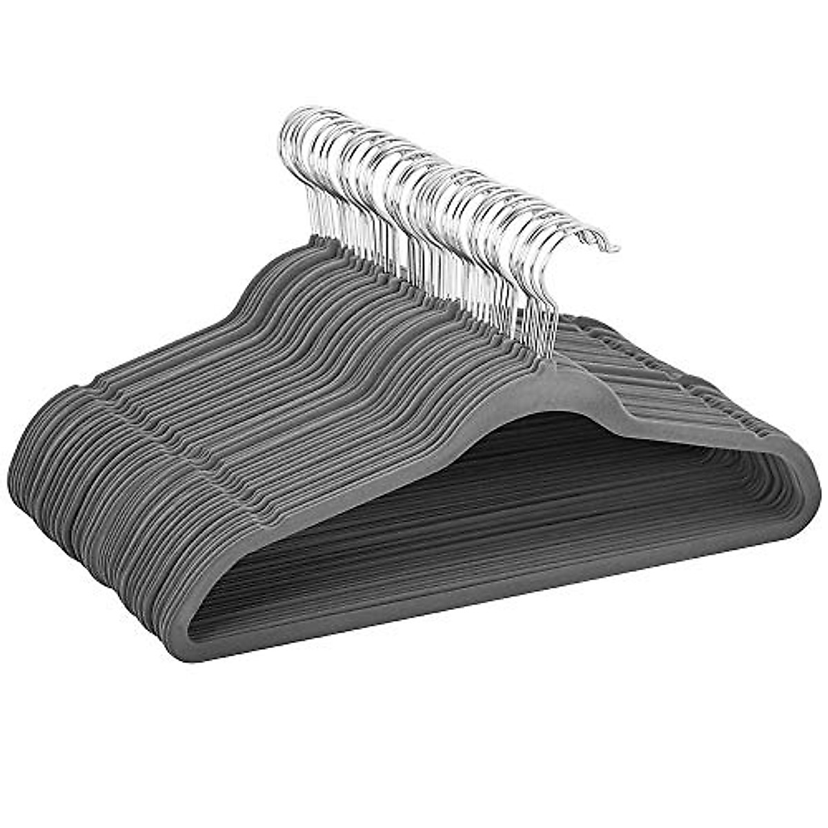 Yaheetech 100 Pack Non Slip Velvet Hangers Heavy Duty Suit Hangers Flocked Coat Suit Hangers Space Saving Clothes Hangers with 360° Swivel Hook, Gray