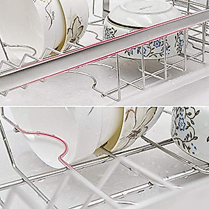 SDGH Stainless Steel Dish Rack - Kitchen Countertop Storage Dishes Drain Rack 55x26.5x19.7cm(LxWxH)