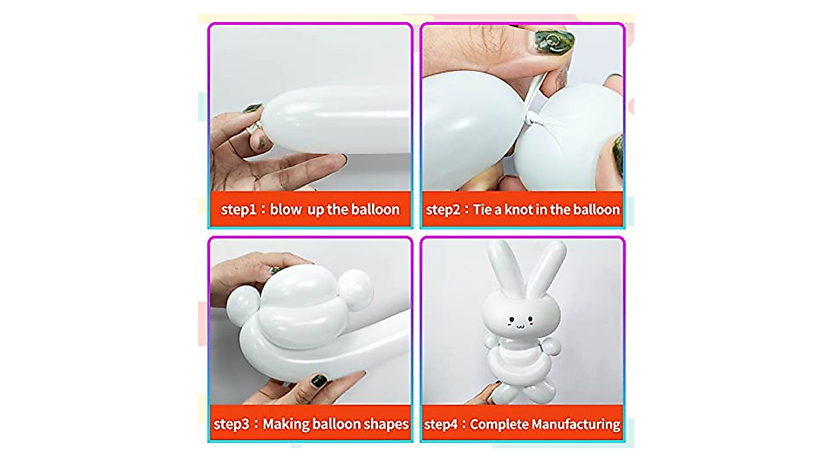 White Long Twisting Balloons (100 Pcs) for Decor & Animals