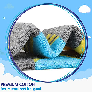 Comfoex Boys Crew Socks Athletic Long Cotton Socks For Kids Half Cushioned Calf Sports Socks 6 Pairs