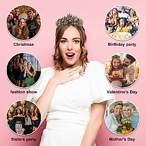 Vintage Baroque Crown Bridal Wedding Crown Crystal Tiara and Crowns Princess Wedding Crown Rhinestone Birthday Tiaras Pageant Headband Bride Hair Accessories for Women and Girls (Black)