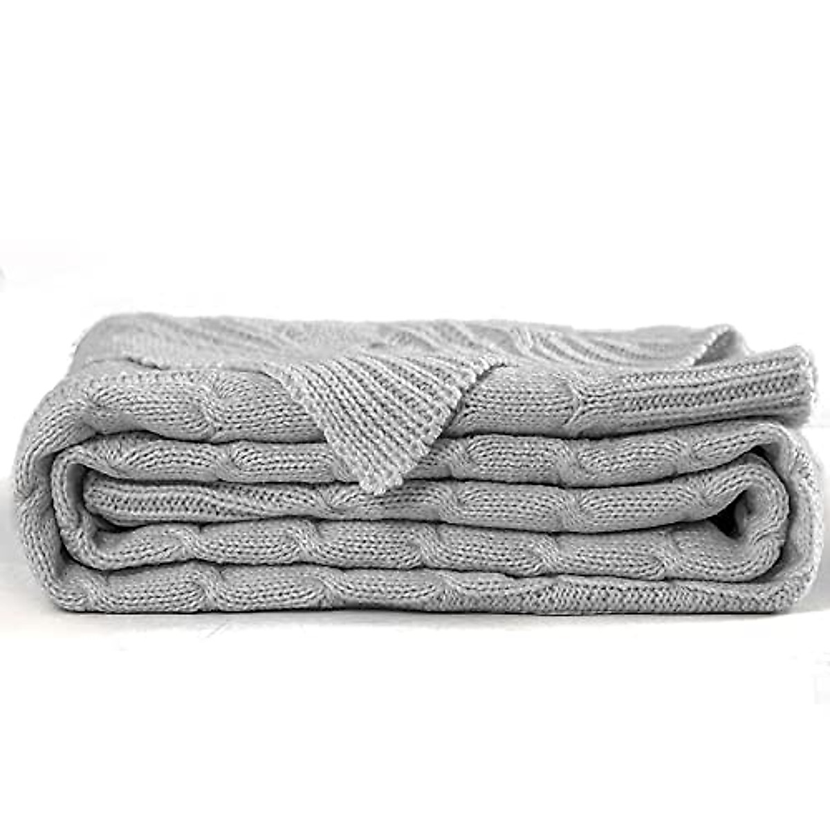 Knit Throw Blanket for Couch 50 x 60 inches Woven Decorative Blankets Cozy Lightweight Throw for Sofa Bed Living Room All Seasons Suitable for Women Men and Kids Grey