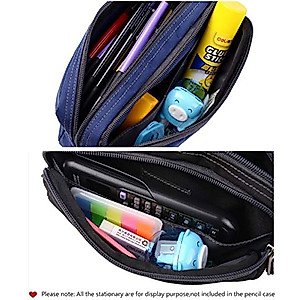 Pencil Case, Large Capacity Pencil Cases Pencil Bag with Two Compartments (Black)