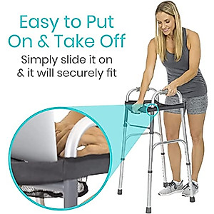 Vive Walker Tray for Folding, Standard Walkers (with Basket) - Universal Medical Supplies Equipment Attachment Table with Cup Holder - Durable Disability Rolling Accessories - for Seniors, Women, Men