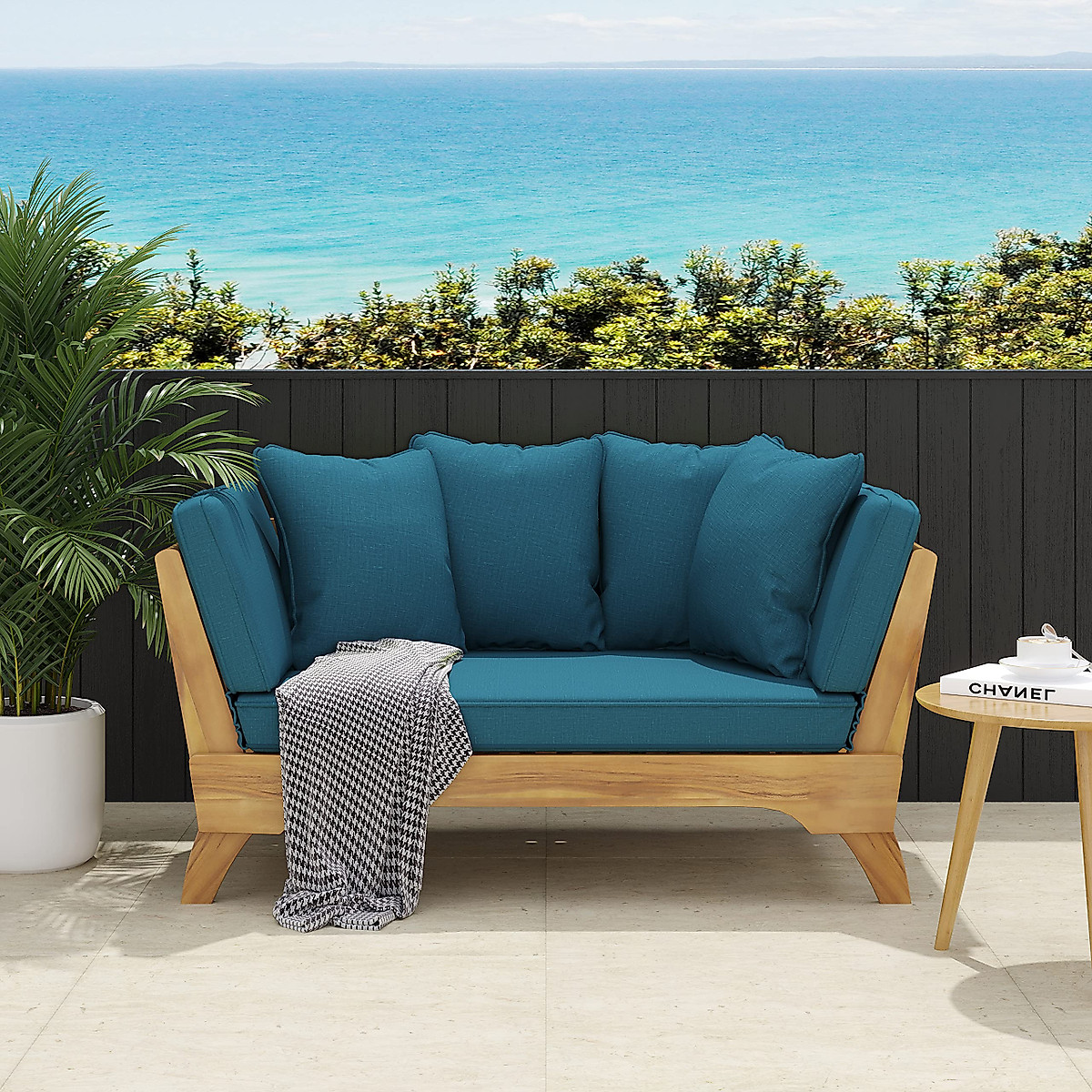 Christopher Knight Home 317016 Serene Daybed, Dark Teal + Teak + Khaki