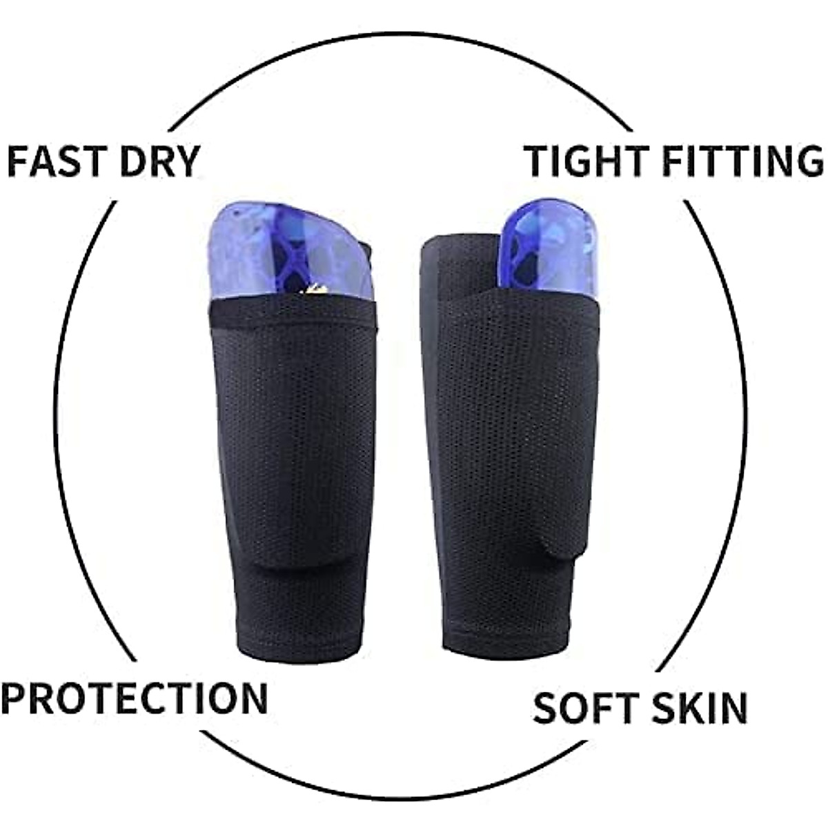 Soccer Shin Guard Sock, Leg Performance Support Football Compression Calf Sleeves with Pocket Can Holding Shin Pads, Comfort Breathable Youth Soccer Shin Guard Holders for Beginner or Elite Athlete