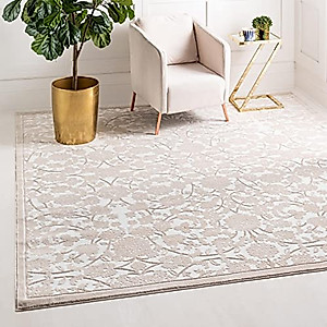 Unique Loom Rushmore Collection Area Rug - TAFT (10' 8" Square, Snow White/Beige)