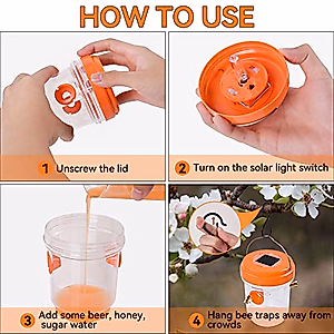 Wasp Trap, ASpace 2 Pack Wasp Traps Outdoor Hanging, Solar Reusable Yellow Jacket Trap, Easy and Efficient Capture of Yellow Jackets, bee, Fly, Fruit Flies and Other(2Pcs Orange), (ASpace-0)