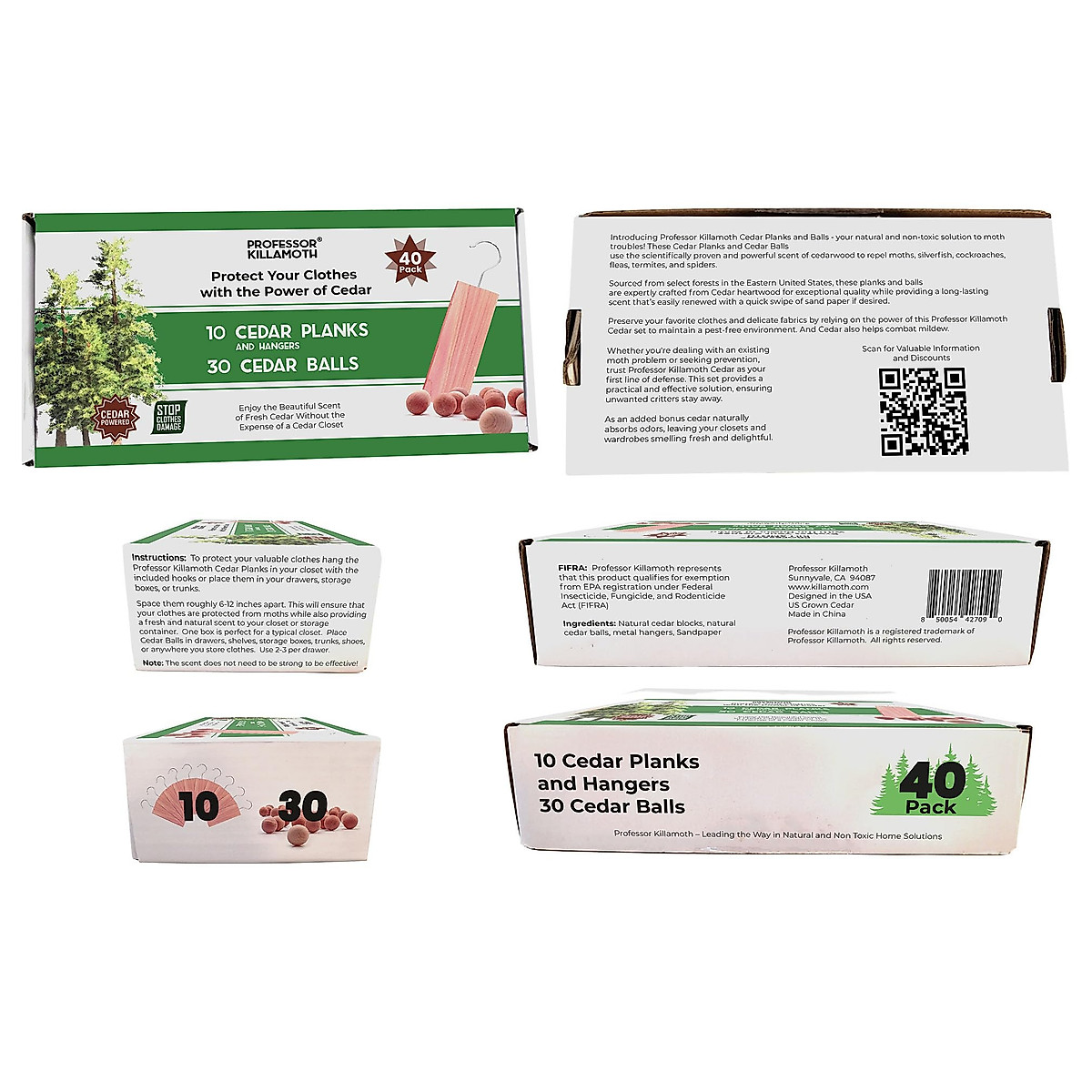 Cedar Blocks and Balls for Clothes Storage 40 Pack – Stop Clothes Damage - 10 Fresh Cedar Planks and Hangers Plus 30 Cedar Balls to Protect Your Clothes