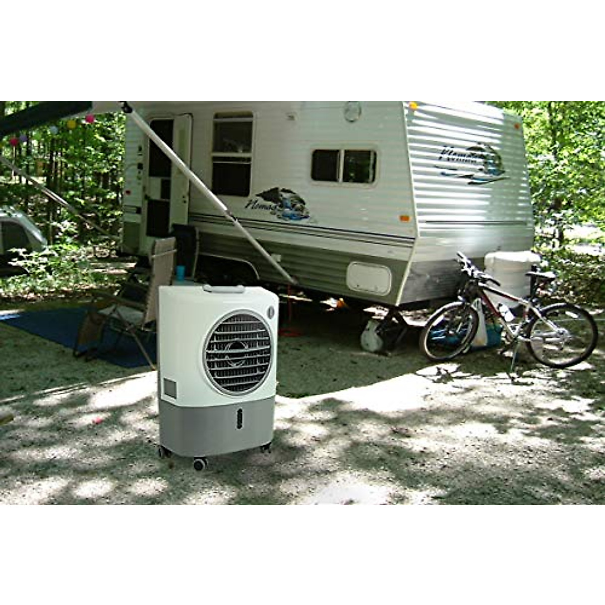 Hessaire MC18M Portable Evaporative Cooling Fan, Indoor/Outdoor Low Humidity Environments, 1300 CFM, 500 sq. ft., 2-Speed Fan, 53.4 dB, White