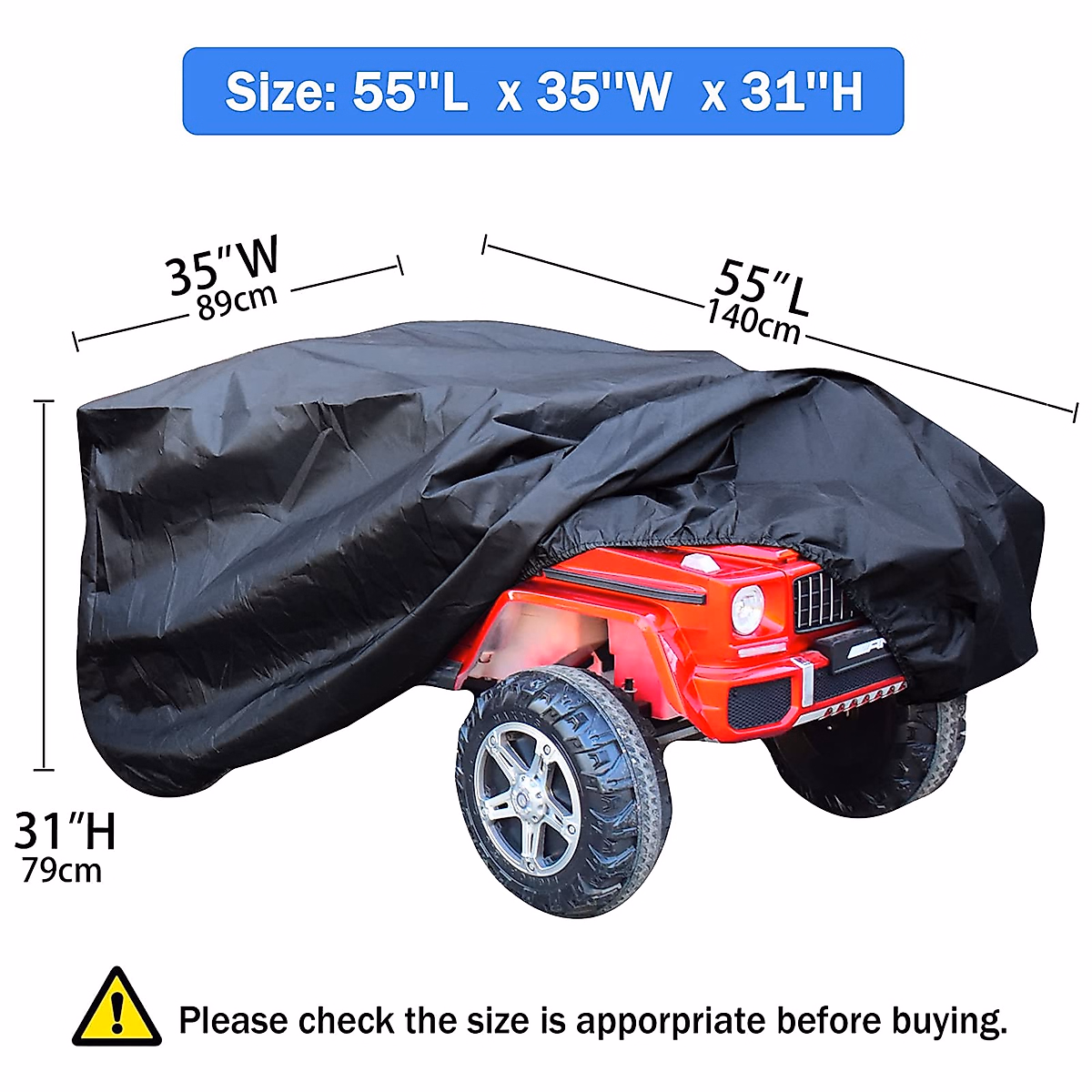 TOHONFOO Kids Ride-On Toy Car Cover, 55 x 35 x 31inch Outdoor Water Resistant Protection Cover Power Wheels Cover Waterproof for Children Wheels Toy Electric Car Universal Fit
