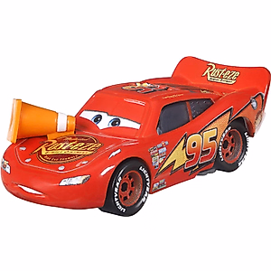 Disney Car Toys Lightning McQueen with Cone, Miniature, Collectible Racecar Automobile Toys Based on Cars Movies, for Kids Age 3 and Older, Multicolor