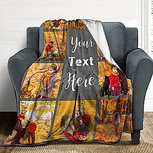 Artsadd Custom Blanket Personalized Blanket with Photos Text Gift on Birthday Christmas Customized Picture Throw Blanket for Adult Men Women