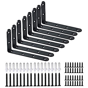 Corner Brace 8 Pcs Shelf Bracket Heavy Duty Black Steel L Corner Brace, Decorative Joint Angle Bracket for Shelf 5 InchX3 Inch Shelves Wall Hanging Bracket with Screws (125X75mm(5 InchX3 Inch)(8PCS))