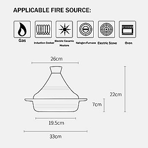 3L Ceramic Tagine Pot for 3-5 People - Moroccan Nonstick Cooking Pot Kitchen Cooker with Lid for Cooking Healthy Food,Green