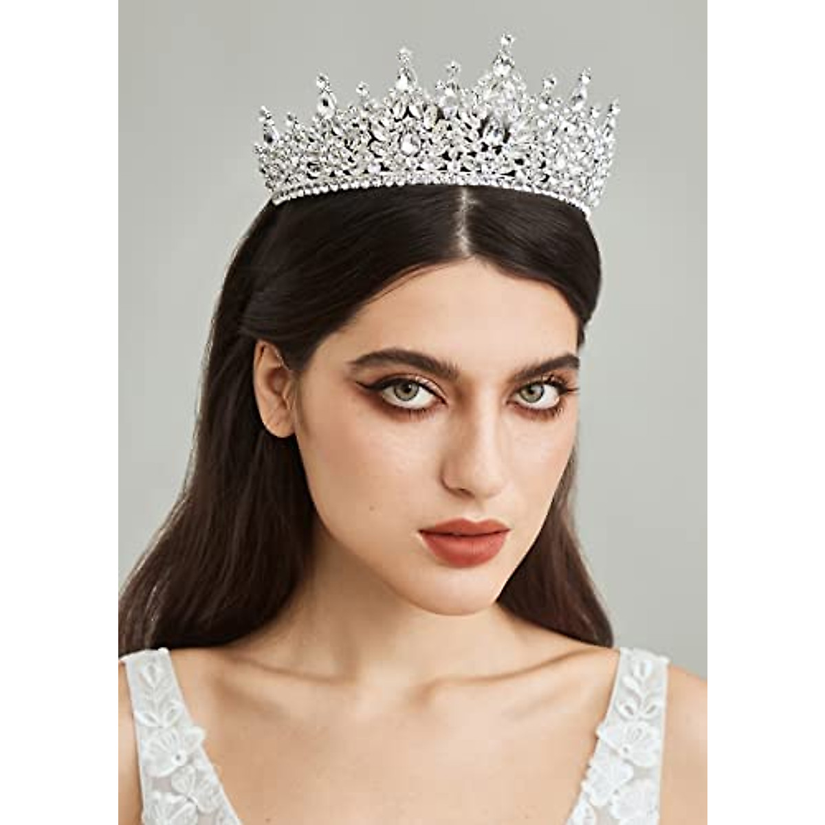 SWEETV Tiaras and Crowns for Women, Crystal Princess Crown, Wedding Tiara for Bride, Silver Rhinestone Headdress for Birthday Prom Party Homecoming, for Ages 15+