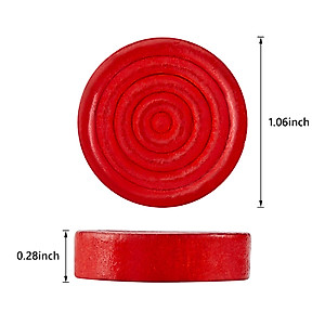 48 Pieces Wooden Checkers 1.06 Inch Wooden Checkers Pieces with Stackable Ridge in Drawstring Storage Pouch Red Black Dark Brown Wood Color (Red, Black, Dark Brown, Natural Color)