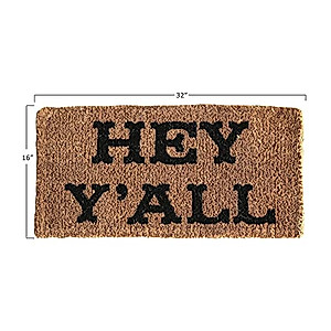 Creative Co-Op "Hey Y'all Natural Coir Doormat