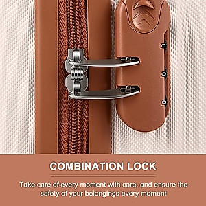 RELASIA Luggages Sets 4 Piece Set Suitcase Set with Spinner Wheels Lightweight Suitcases ABS Durable Travel Luggage Combination Lock - Brown (15/20/24/28)