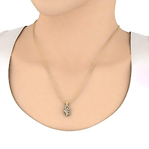 FINEROCK 1/5 Carat Butterfly Diamond Pendant Necklace in 10K Yellow Gold (Silver Chain Included) - IGI Certified