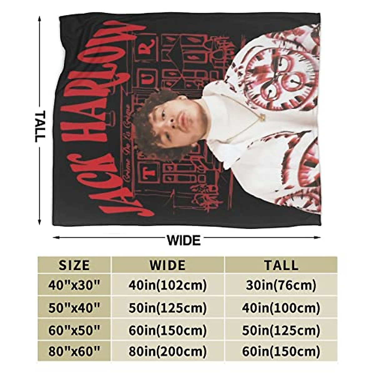 Jack Rapper Harlow Band Throw Blanket Soft Cozy Flannel Blankets Decor for Bed Couch Living Room Travel Outdoor 50"X40"