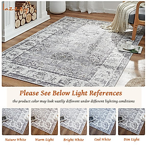 Lazzzy Area Rug 2x3 Entryway - Washable Rug Vintage Rug Floral Print Thin Rug Retro Accent Rug for Bathroom Kitchen Living Room Bedroom Grey