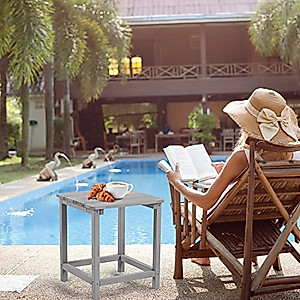 Mederra Outdoor Indoor Adirondack Side Table, Cedar Wood Patio End Table, Rectangular Coffee Table for Garden, Lawn, Pool, Porch, Backyard