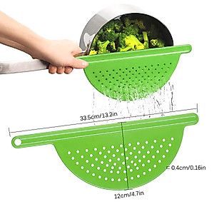 3pcs Stainless Steel Pot Strainer, Pasta Strainer Hand Held Pot Drainer with Handle, Crescent Pot Strainer Fits up to 9" Pots for Noodles Pasta Fruit Veggies