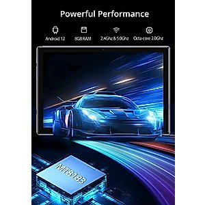 Dragon Touch Android 12 Tablets, 128GB ROM, 8GB RAM, Octa Core 2.0GHz, 10 inch IPS HD Display, 13MP Camera, 2.4Ghz & 5G WiFi, GPS - Compatible Docking Keyboard (Notepad 102 Newest)