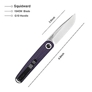 Kizer Squidward Pocket Knife for EDC, 154CM Steel and G10 Handle, Purple Daily Folding Knife, Office Knife, V3604C1