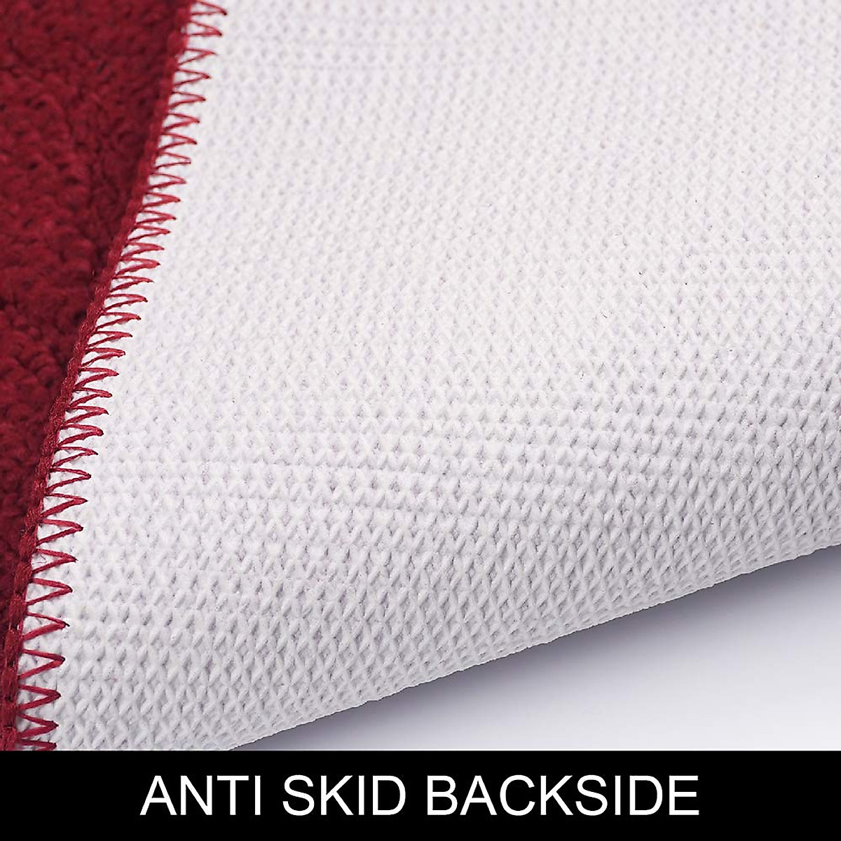 COSY HOMEER 48x20 Inch/30X20 Inch Kitchen Rug Mats Made of 100% Polypropylene 2 Pieces Soft Kitchen Mat Specialized in Anti Slippery and Machine Washable,red