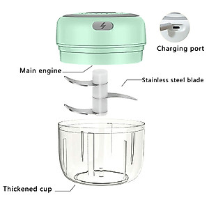 Electric Mini Vegetable Chopper, Food Chopper, Garlic Slicer Veggie, Salad, Lettuce, Onion, Chili Crusher, Tomato Dicer Chopper Cutter & Ginger Meat Mincer for Kitchen, Portable USB Chopper (250ML)