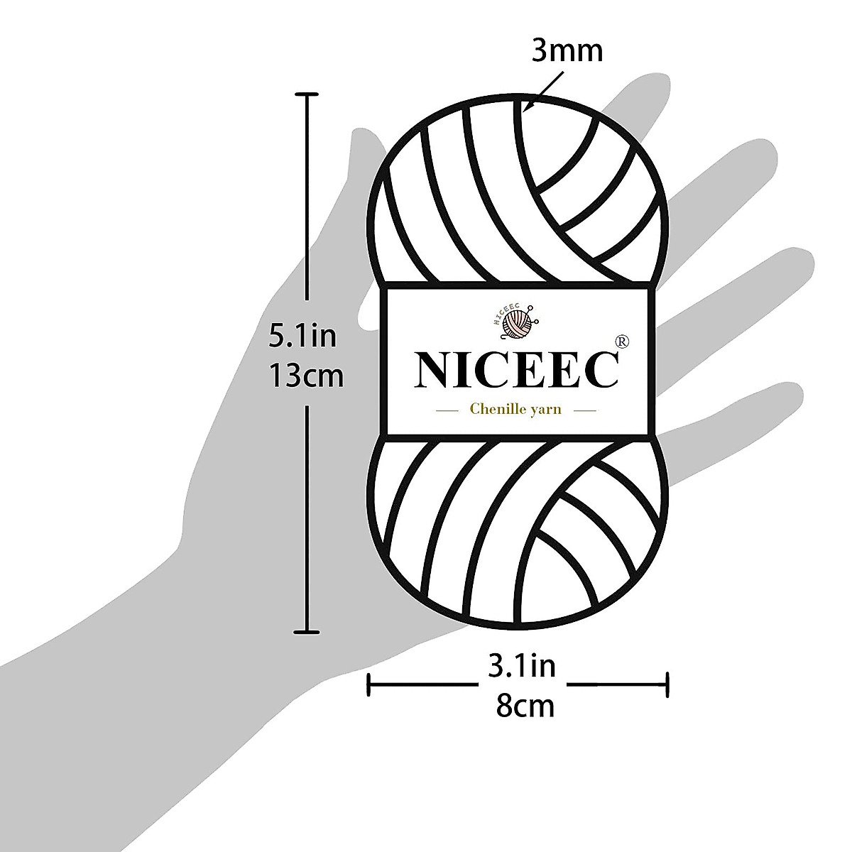 NICEEC 3 Skeins Soft Chenille Yarn Blanket Yarn for Knitting Fancy Yarn for Crochet Weaving DIY Craft Total Length 3×85m (3×93yds, 3×50g)_Purple